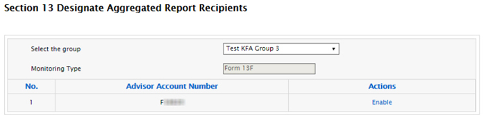 Section 13 Designate Aggregated Report Recipients