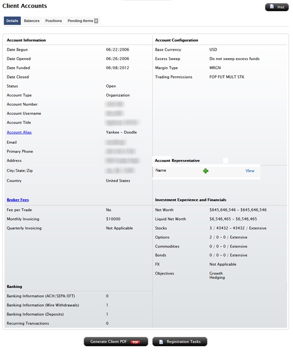 View Client Account Details