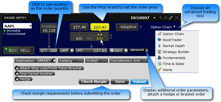 The Order Entry Panel